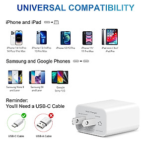 iPhone 15 Fast Charger USB C Charger 3-Pack iPad Pro Charger 6FT USB C Wall Charger Compatible with iPhone 15,iPad Pro,iPad Mini 6,iPad Air4,iPad Pro 12.9,iPad Pro 11 inch 2021/2020/2018