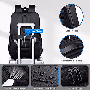 Travel Laptop Backpack, Anti Theft Backpack for Men Women with USB Charging Port, Water Resistant Computer Backpacks Bag Fits 15.6 Inch Computer and Notebook