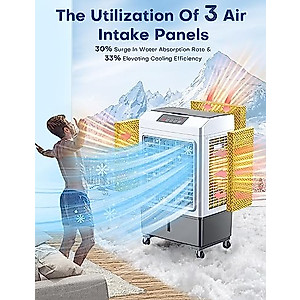 BALKO Evaporative Air Cooler, 2100CFM Windowless Air Conditioner w/7H Timer & Remote, 2 Modes, 8 Gal Water Tank Cooling up to 700 Sq.ft, Swamp Cooler Air Conditioner Portable for Room Garage Outdoor