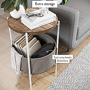Nathan James Round Modern Side Accent or End Table for Living Room and Bedroom and Nursery Room