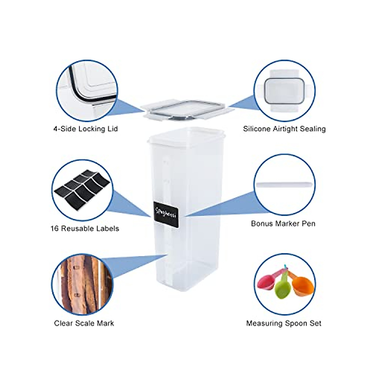 Airtight Food Storage Containers with Lids, Clear Pantry Canister Set for Kitchen Organization, Stackable Organizers for Flour, Sugar, Cereal, Rice, BPA Free Plastic 24 Pack with Different Sizes