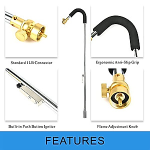 CAMPFIRE Propane Torch Weed Burner Propane Weed Torch with Turbo Trigger Push Button Igniter,Garden Torch for Weeds for Roof Asphalt,Ice Snow,Road Marking,Charcoal