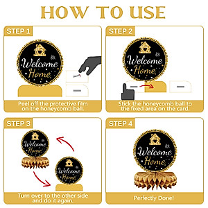 Welcome Home Decorations, 9Pcs Black and Gold Welcome Home Table Decor for Welcome Home Party Decorations, Welcome Home Party Supplies
