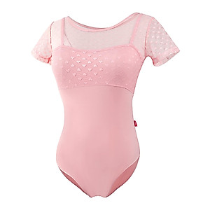 Daydance Pink Ballet Leotards for Women, Faux Camisole Dance Bodysuit