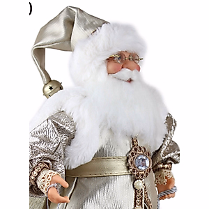Windy Hill Collection 16" Inch Standing Shimmering Champagne Santa Claus Christmas Figurine Figure Decoration 169050