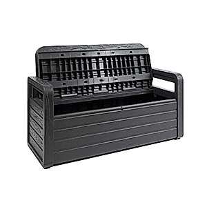 TOOMAX Foreverspring Chest with 2 Person Seat 270L, Wood Effect Plastic, Dim. cm 132,5x58x89, Art. 599, Anthracite