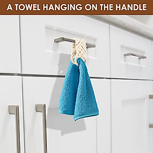FALESOUL 3 PCS Hanging Kitchen Dish Towel Holder Handmade Crochet Kitchen Towel Hanger Dish Towel Holder Decorative Boho Macrame Kitchen Towel Hanger Loop Ring Towel Holder for Kitchen Bathroom Toilet