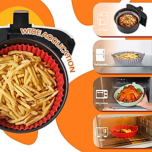 Air Fryer Silicone Liners 3pcs 7.9 Inch Round Air Fryer Silicone Basket 3 to 6QT Reusable Air Fryer Bowls for Flammable Parchment Liner Air Fryer Basket, BPA-free, Heat Resistant, Nonstick