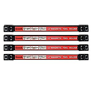 Senrob 4 PCS 12" Magnetic Tool Holder Bar Racks,Metal Magnet Storage Tool Organizer Set with Mounting Brackets&Screws