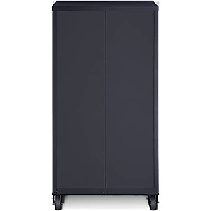 VEVOR Metal Storage Wheels, 200 lbs Load Capacity per Shelf 72'' Tall Powder-Coating Steel Cabinet with 4 Adjustable Shelves, Magnet Doors & Lock, Perfect for Office Home Garage, Black