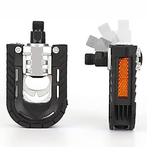 Bike Pedals, Folding Bike Pedals Universal 9/16'' with Reflective Strips | Aluminum | Non-Slip | Waterproof | Wide Flat Cycling Foldable Pedals for Ebike, Urban Commute, MTB Bikes