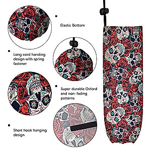 Cute Plastic Bag Holder,Skull Rose Red,Grocery Bags Dispenser,Shopping Bag Organizer,Gifts for Kitchen Decor