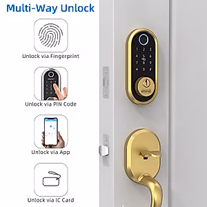Smart Lock SMONET Bluetooth Keyless Entry Keypad Smart Deadbolt-Fingerprint Electronic Deadbolt Lock, Remote Ekeys Sharing, Easy to Install for Homes and Hotel Works with Alexa(Gateway Not Included)