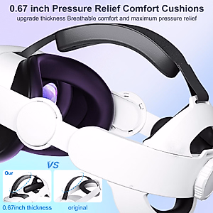 Saqico Head Strap for Meta Oculus Quest 3S/ Quest 3, Pressure-Free Elite Strap Accessories Replacement, Adjustable Headband Soft Cushion VR Headset Enhanced Comfort & Balanced Fit for Longer Immersion