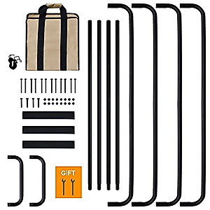 Eurmax USA Firewood Rack Outdoor Log Rack Holder Fireplace Heavy Duty Wood Stacker Storage Rack Holder Steel Tubular Wood Pile Racks Bonus Carry Bag and Strong Belt (8ft)