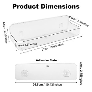 COLINCH Acrylic Adhesive Wall Mounted Shower Caddy, Large Capacity Bathroom Shelf with Drain Holes, No Need Drilling for Bathroom, Shower room, Kitchen, Laundry.