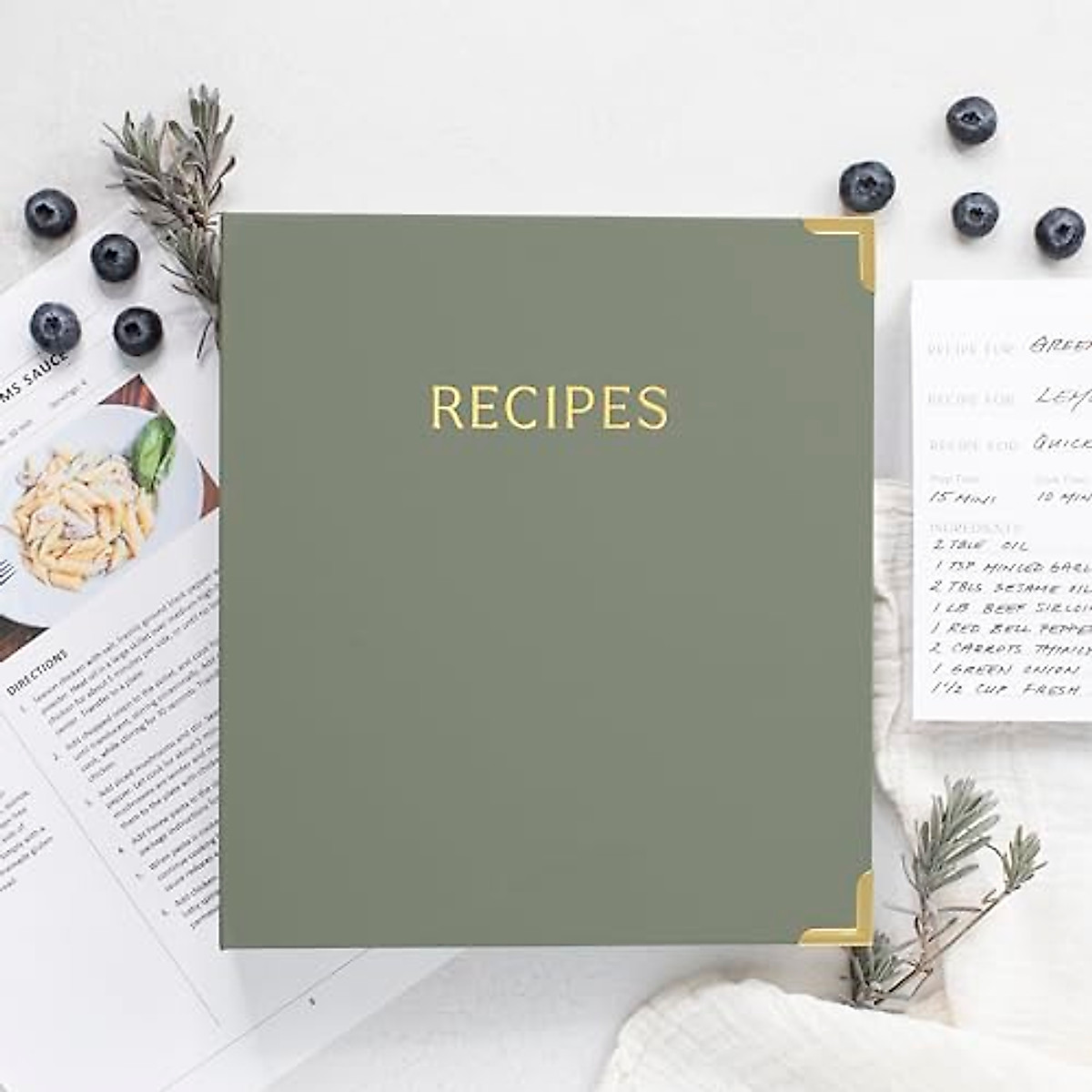 Aesthetic Recipe Binder with Waterproof Cover - The Perfect Recipe Book with Plastic Sleeves to Write in Your Own Recipes - Quality Blank Cookbook Binder to Organize Your Recipes - Recipe Cards incl.