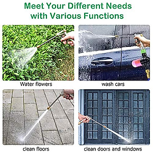 Garden Hose Nozzle Heavy Duty Brass Metal Sprayer Nozzle High Pressure Spray Gun 360° Rotaing Water Adjustmen for Car Washing, Outdoor Gardening, Pets Shower, Patio Cleaning