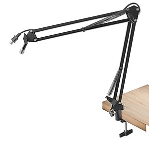 PYLE-PRO USB Suspension Boom Microphone Stand - Adjustable Compact USB Microphone Arm Stand, Durable Steel for Radio Broadcasting Studio, Voice-Over Sound Studio, Stages, and TV Stations PMKSHUSB04.5