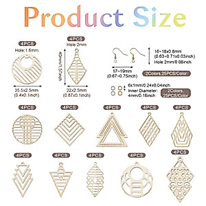 Beadthoven Wooden Earring Making Kit for Adults 12 Styles Hollow Filigree Wood Pendants Geometric Dangle Earrings Unfinished Wooden Charms with Earring Hooks and Jump Rings for Jewelry Making 148pcs