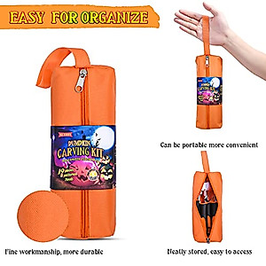 Halloween Pumpkin Carving Kit, 6 Pcs Pumpkin Carving Knife with 12 Stencils 1 Mark Pen 1 Storage Bag, Professional Pumpkin Carving Tools