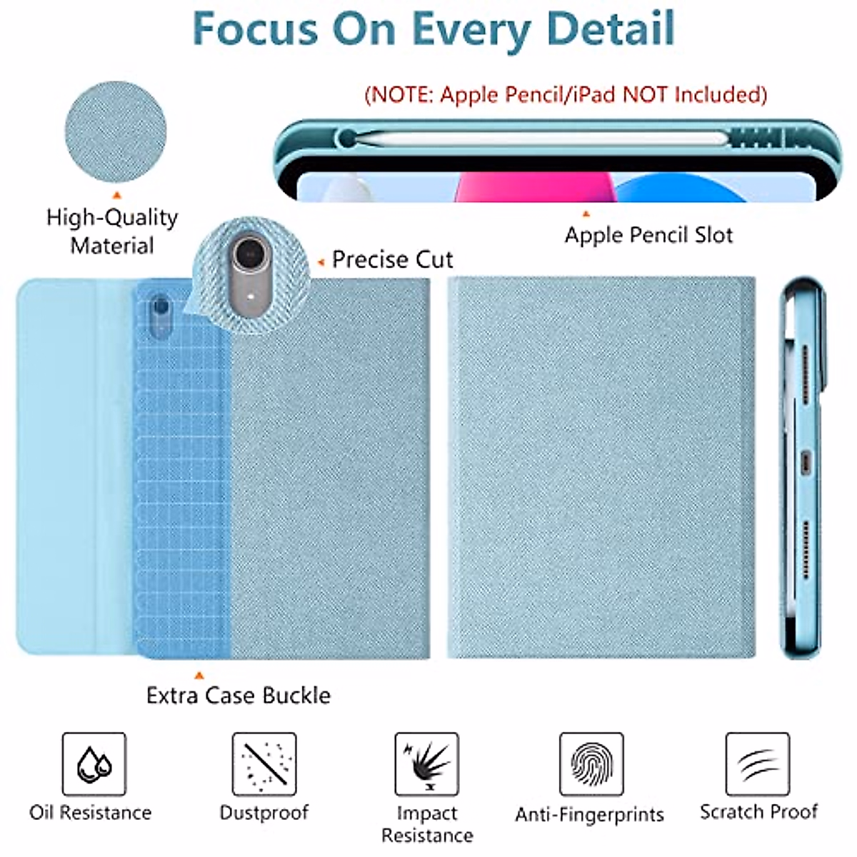 MMK for iPad 10th Generation Keyboard Case 2023/2022, Keyboard Case for iPad 10th Gen 10.9", Detachable Wireless Keyboard Case with Pencil Holder for iPad 10.9 inch