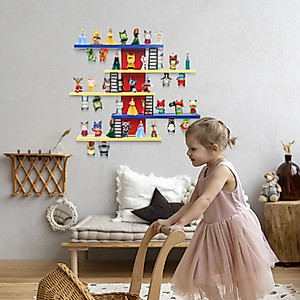 Taladad for Tonie Shelf,Tonies Storage for Creative Tonies Magnetic Wall Shelf for Tonie Figures,12-35 Characters,Wooden Hanging Shelf for Kids (Colorful)