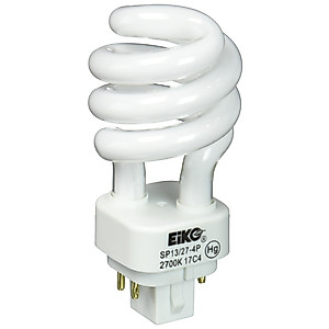 EiKO SP13/27-4P Model Compact Fluorescent Light Bulb (2-Pack), 13 Watts, G24q-1 Base, T-4 Bulb, 3.74"/95mm MOL, 1.97"/50mm MOD, 2.5mg Mercury Content, Liquid HG Form