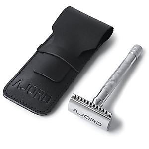 3 Pcs Double Edge Safety Razors For Men & Women - Safety Edge Razor Women Comes With 5 Astra Superior Platinum Double Edge Blades & Razor Cover - Reusable Men's Saftey Shaving Razors with Long Handle