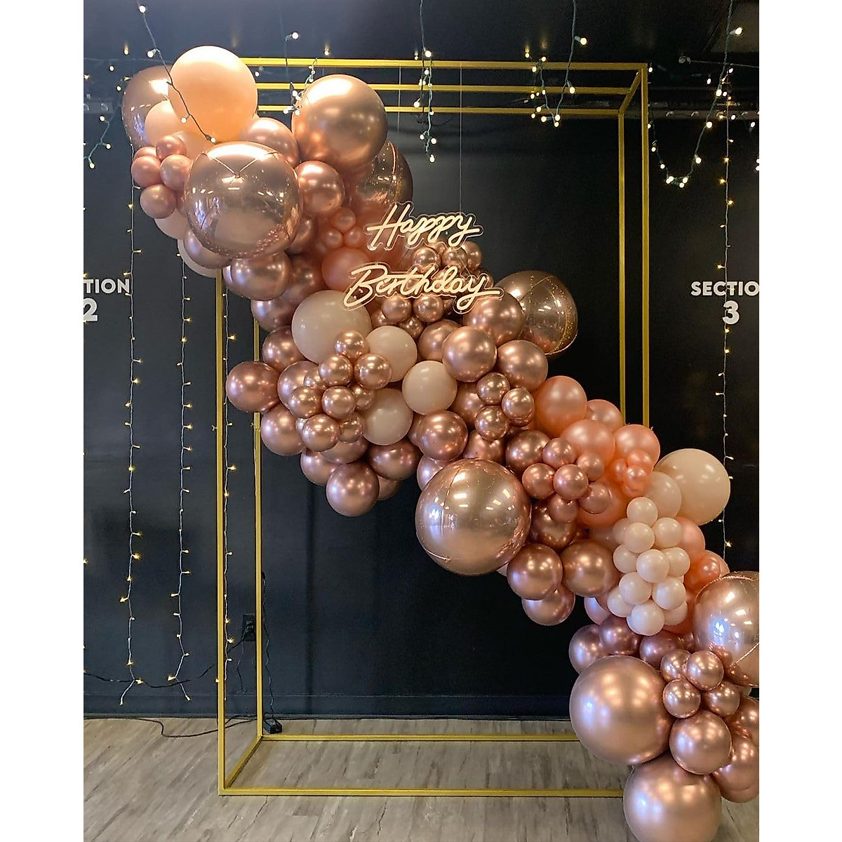 ADOINBY Rose Gold Balloons Arch Kit, 140Pcs Metallic Rose Gold White Balloon 18 12 10 5 Inch Different Size Balloons Garland Kit for Birthday Party Bridal Shower Wedding Girls Engagement Decorations
