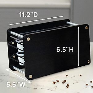 Ibyx Сoffee Pod Holders for K Cups - 2 Tier Coffee Pod Sliding Drawer for 20 K Cups Storage Capacity - Elegant Plexiglass Top and Metallic Coffee Pod Rack - Kitchen Counter Organizer (Black)