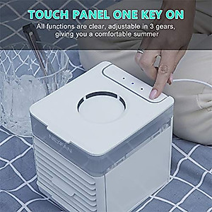 Portable Air Conditioner Fan, Mini Evaporative Cooler Personal Air Cooler with 7 Colors Light Changing, 3 Fan Speed, Super Quiet Humidifier Misting Fan for Home Office Bedroom, Wearable AC