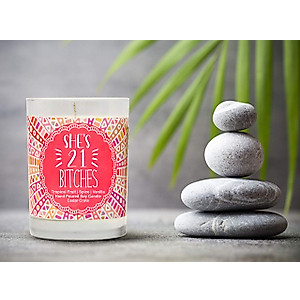 She's 21 | Tropical Fruit, Spice, Vanilla | Luxury Scented Soy Candles | 10 Oz. Jar Candle | Made in The USA | Decorative Aromatherapy | 21st Birthday Gifts for Her | 21st Birthday Gift Ideas