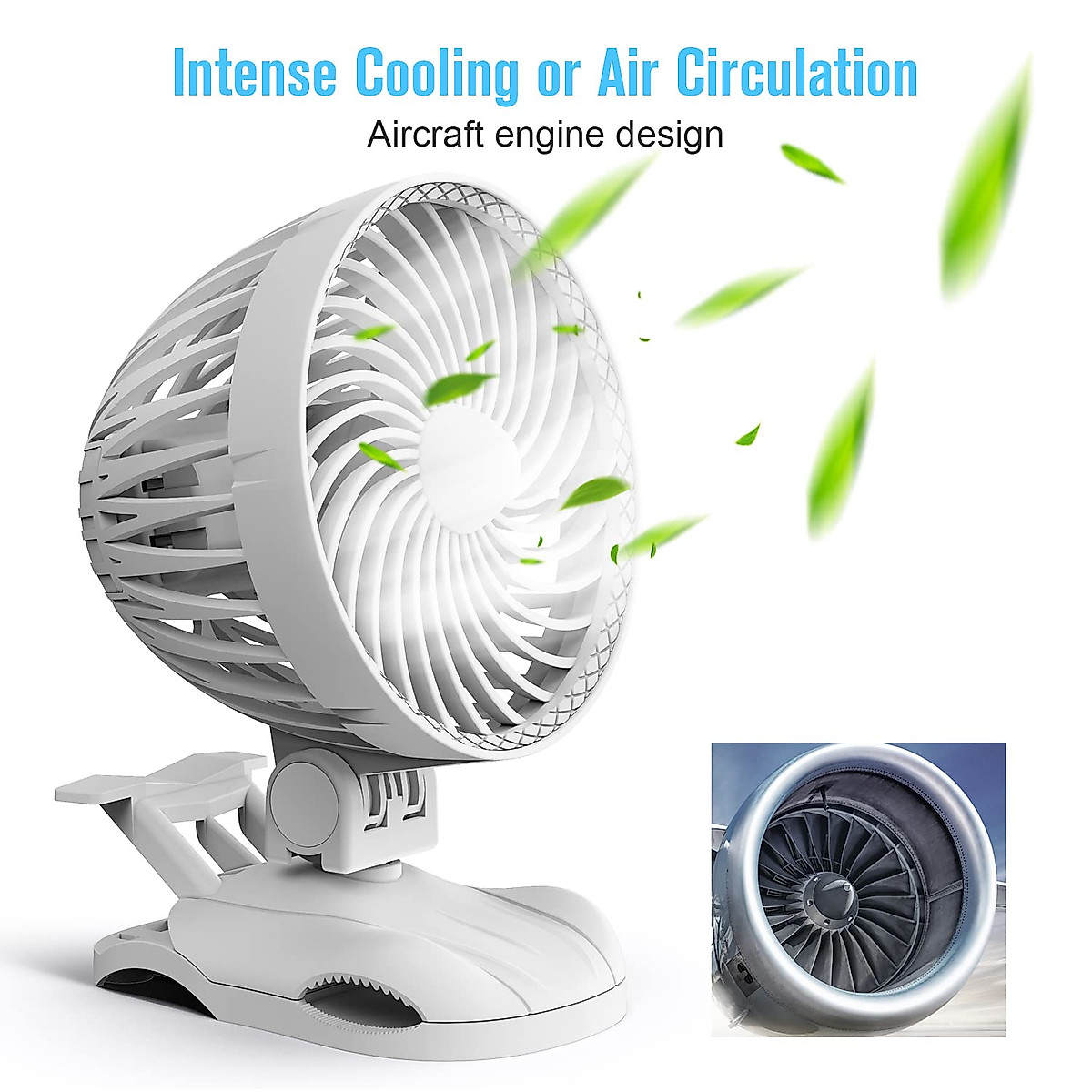 BESKAR Small Clip on Fan - Personal USB Fan CVT Speeds and Strong Clamp, Adjustable Tilt, Quiet Operation, 6 Inch Desk Fan for Office Bed Treadmill Stroller - USB Cord Plug in Powered