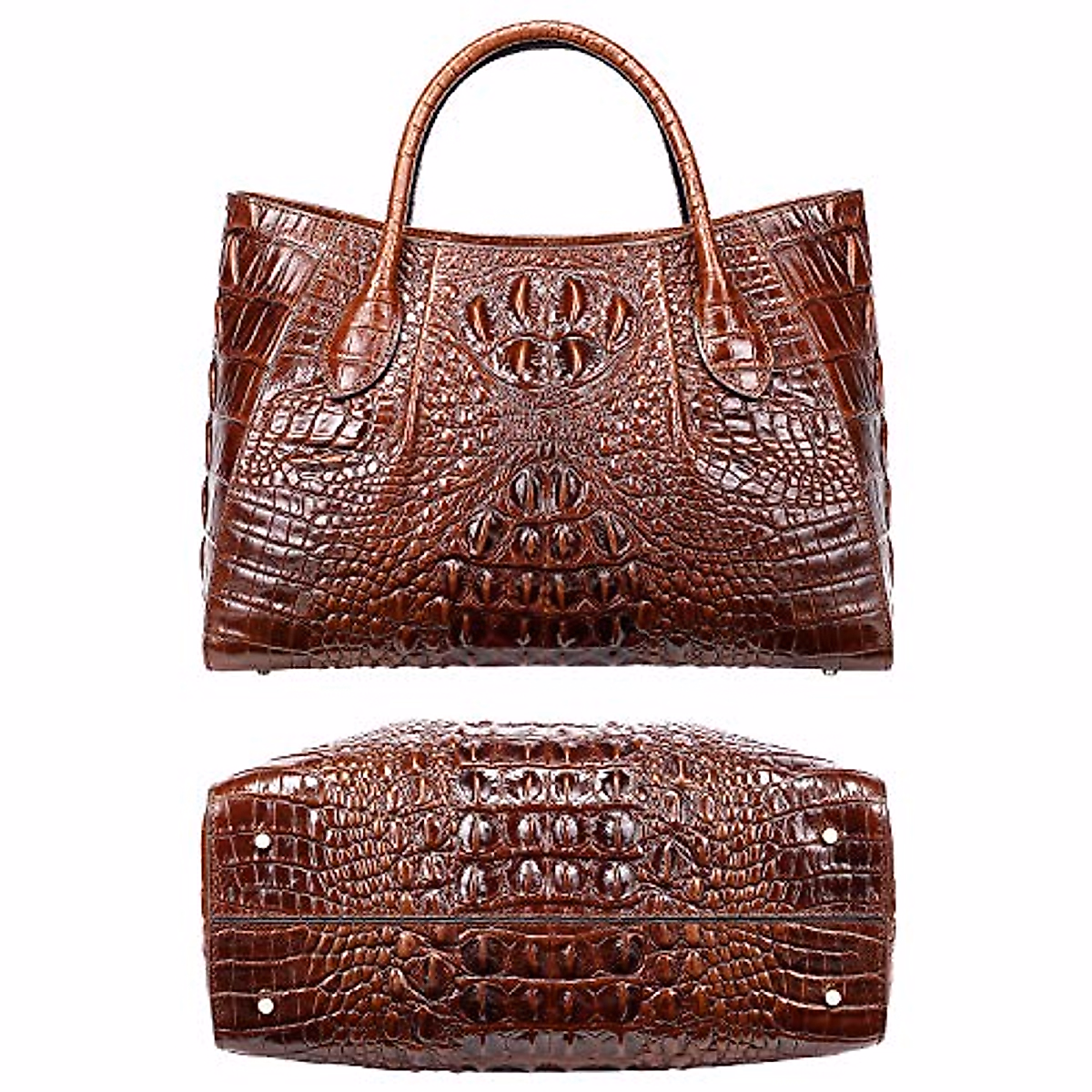 PIJUSHI Women Handbags Crocodile Purse Designer Top Handle Satchel Handbags For Women (5002A, Brown)