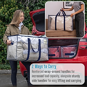 VENO 4 Pack Moving Bags, Heavy Duty, Moving Boxes Alternative, Packing Storage Supplies for Dorm Room Essentials with Zipper for Clothes, Extra Large Totes for Packaging (Clear, 4 Pack)