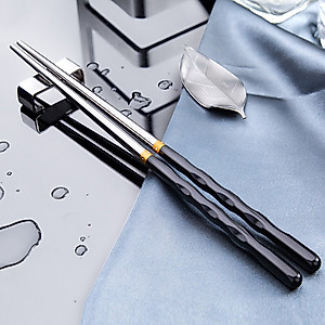 FAONIE 5 Pair Stainless Steel Chopsticks Gift Set Japanese Hotel Restaurant Chopsticks Set (Japan)