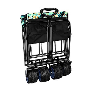 Hurley Beach & Gear Collapsible Wagon Cart, 30.25"x21.75"x31.25", Hawaiian Gardens, Black