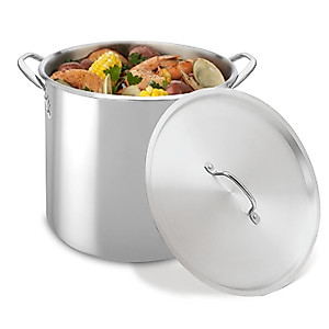 Bene Casa Stainless-Steel Stock Pot with lid, 8-quart capacity stock pot, reinforced bottom stainless-steel stock pot