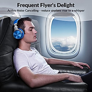 Silensys E7 PRO Active Noise Cancelling Headphones Bluetooth Headphones with Microphone Deep Bass Wireless Headphones Over Ear, Comfortable Fit, 30H Playtime for TV/Computer/Cellphone, Blue