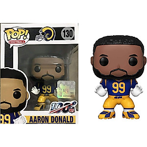 POP Football: Rams - Aaron Donald Funko Vinyl Figure (Bundled with Compatible Box Protector Case), Multicolor, 3.75 inches