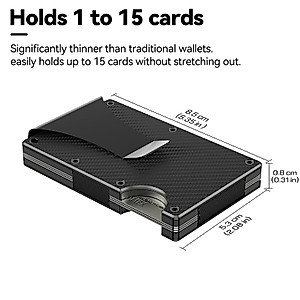 Minimalist Slim Wallet For Men with Money-Clip-Credit Card Holder, Carbon Fiber Wallet, Thin Metal Wallet, Rfid Wallet for Men