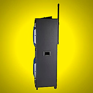 QFX E-1500 Professional Large Bluetooth Speakers | Portable PA Speaker System | Dual 15” Woofers, 1.5” Tweeter, and Party Lights