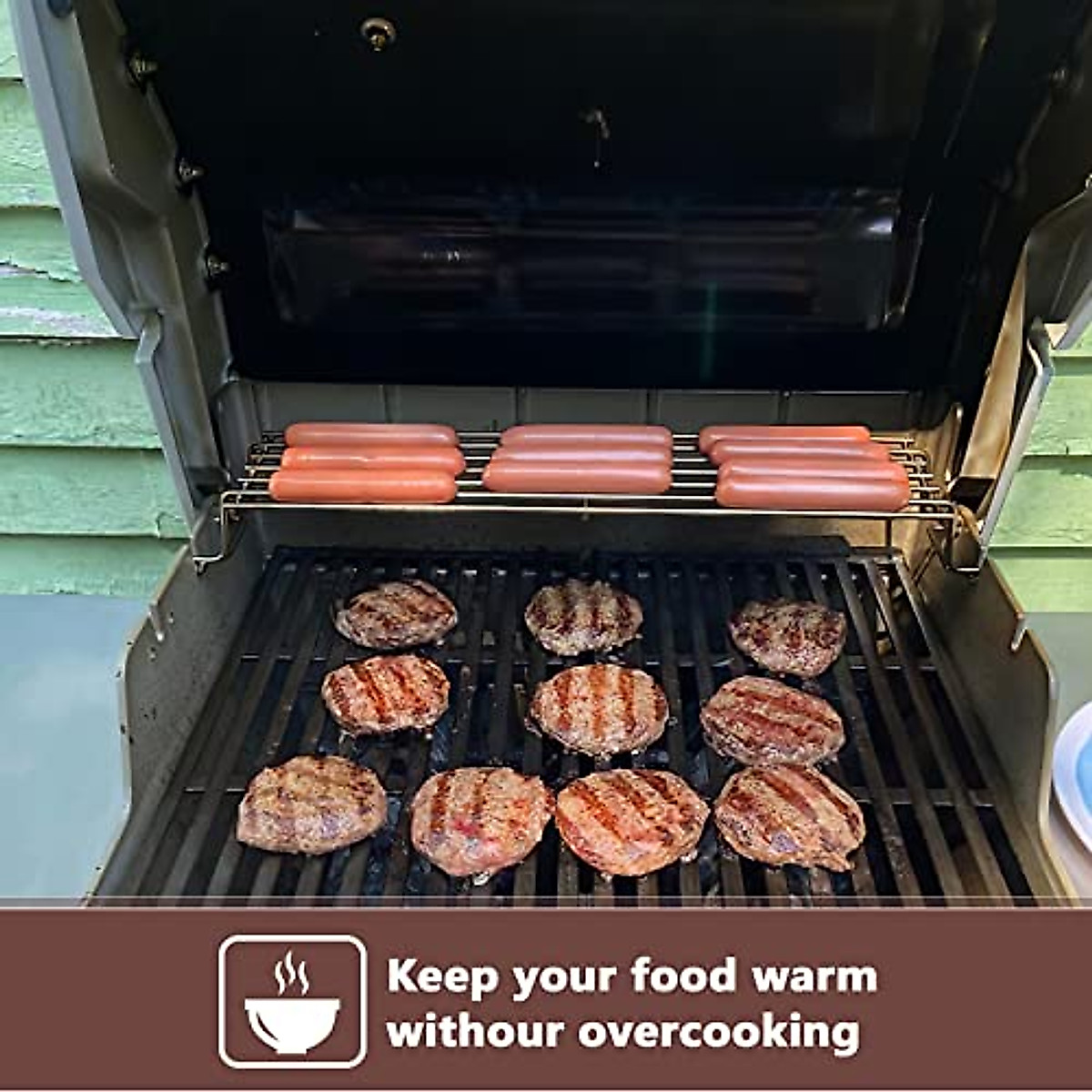 QuliMetal Stainless Steel Warming Rack for Weber Spirit II 200 Series (2017 and Newer), Weber Spirit II E210, II E220, II S210, II S220 with Up Front Control, Warming Grates Replace for Weber 67026