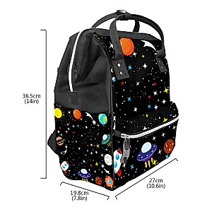 FCZ Backpack Diaper Bag Durable Shoulder Bag Mom Dad Diaper Backpack Lightweight Large Capacity Travel Daypack-Space Planet