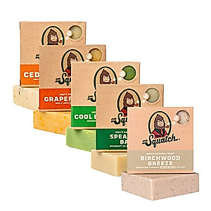 Dr. Squatch Soap for Men - Natural Men's Bar Soap Gift Set (5 Bars) - Birchwood Breeze, Cedar Citrus, Grapefruit IPA Beer Soap, Spearmint Basil, Cool Fresh Aloe - Cold Pressed Soap for Men