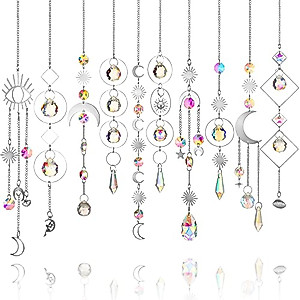 Crystals Suncatcher Hanging Sun Catcher Garden Hanging Crystals Prism Light Catcher Crystal Window Sun Catcher Chandelier Pendant Ornament for Home Office Party Decoration (Silver, 10 Pieces)