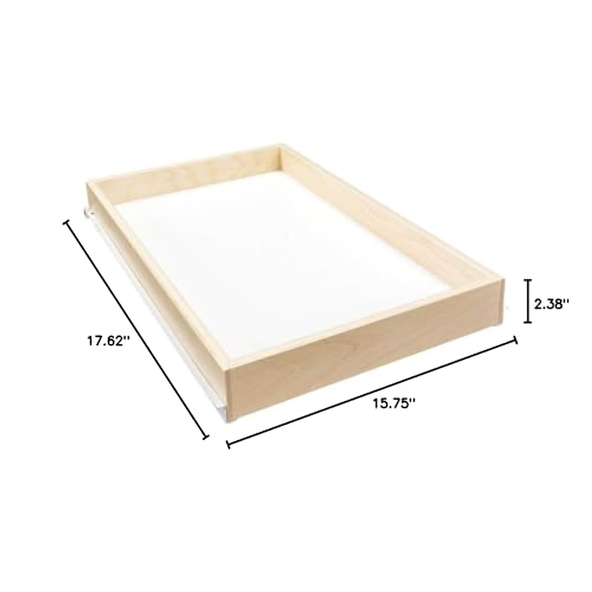 Sliding Pull-Out Shelf For Cabinets (Kitchen Cupboards, Pantry Drawers, Bathroom Storage) 2 3/8" Tall - 3/4 Slides & Base Mounting - Custom Clear Opening Width & Depth: (22", 17.75" (3/4))