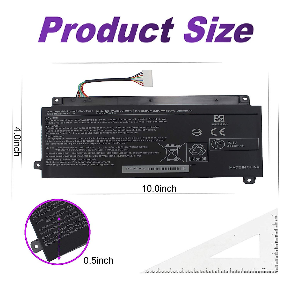 New PA5208U-1BRS Battery Compatible for Toshiba Satellite E45W P55W E45W-C4200 E45w-C4200x P55w-c5204 P55w-c5208 P55W-C5200X P55W-C5314;Chromebook 2 CB30 CB35 CB35-B3330 CB35-B3340