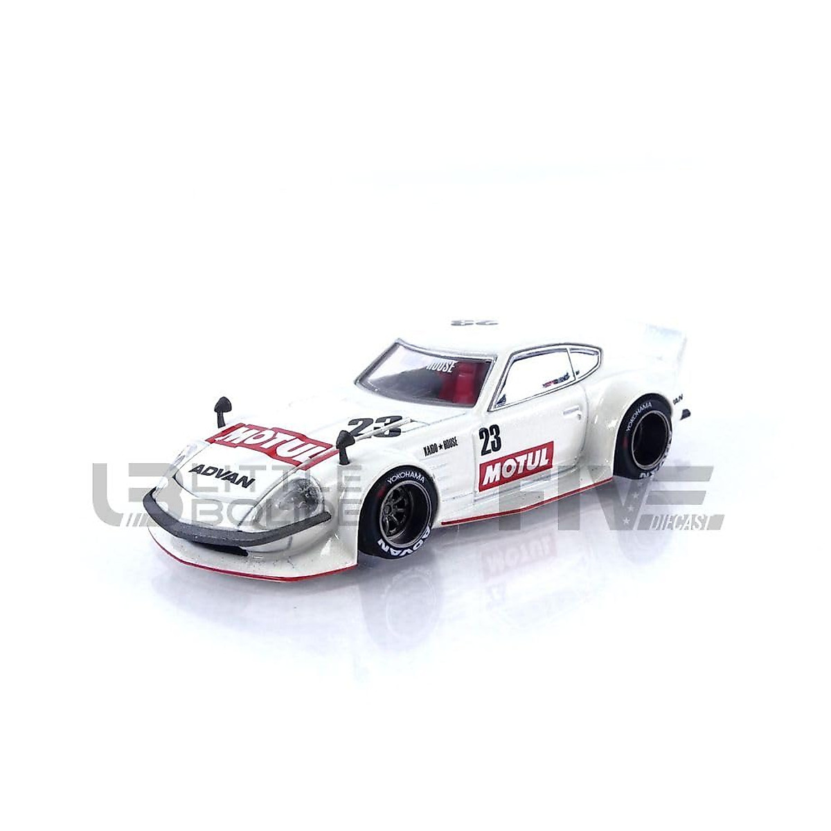 True Scale Miniatures Model Car Compatible with Nissan Fairlady Z Datsun MOTUL V3 White Limited Edition 1/64 Diecast Model Car Kaido House KHMG064